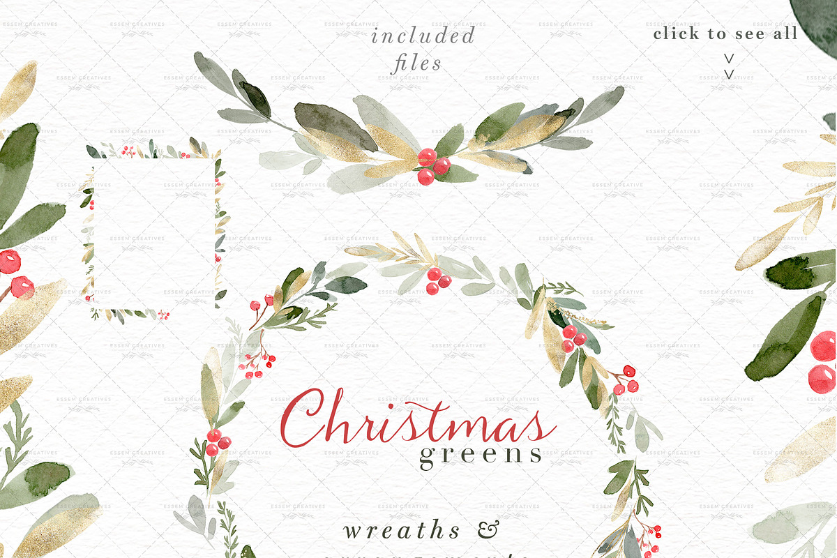 Christmas Wreath Clipart Card Border, a Work Illustration by Essem ...