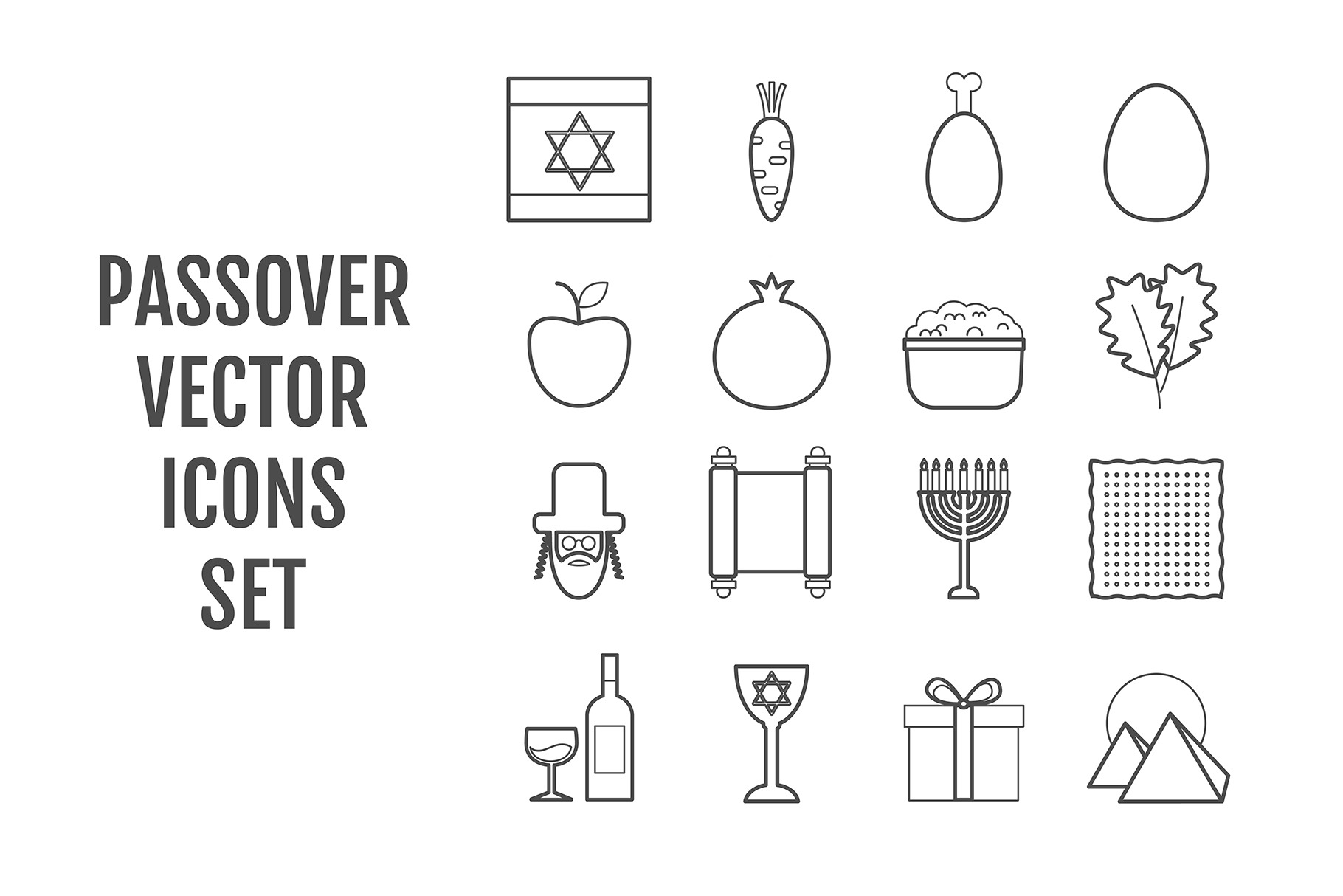 16 vector line Passover icons, an Outline Icon by Irina Romanova