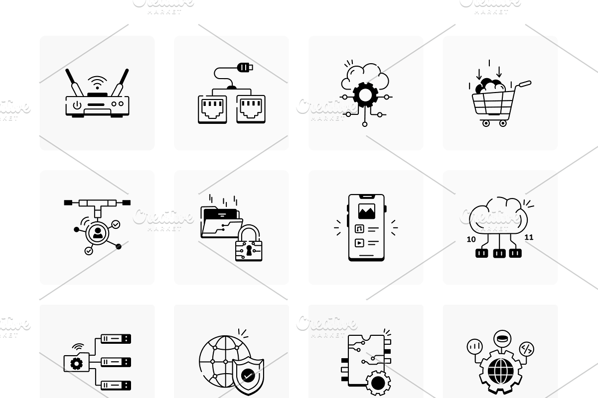 Animated Linear Networking Icons | Creative Market