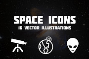 Space Icons - Set of 16 Vectors, an Icon by WeGraphics