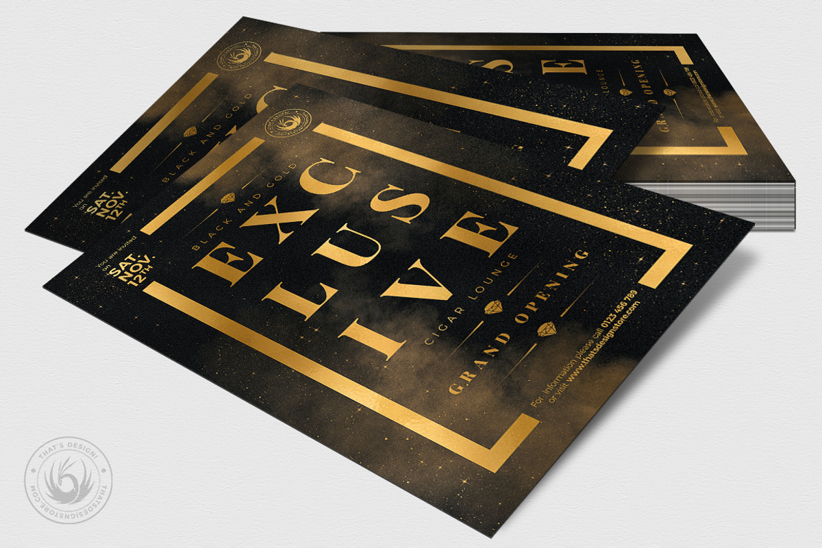 Black and Gold Flyer Template V14, a Flyer Template by ThatsDesign Art