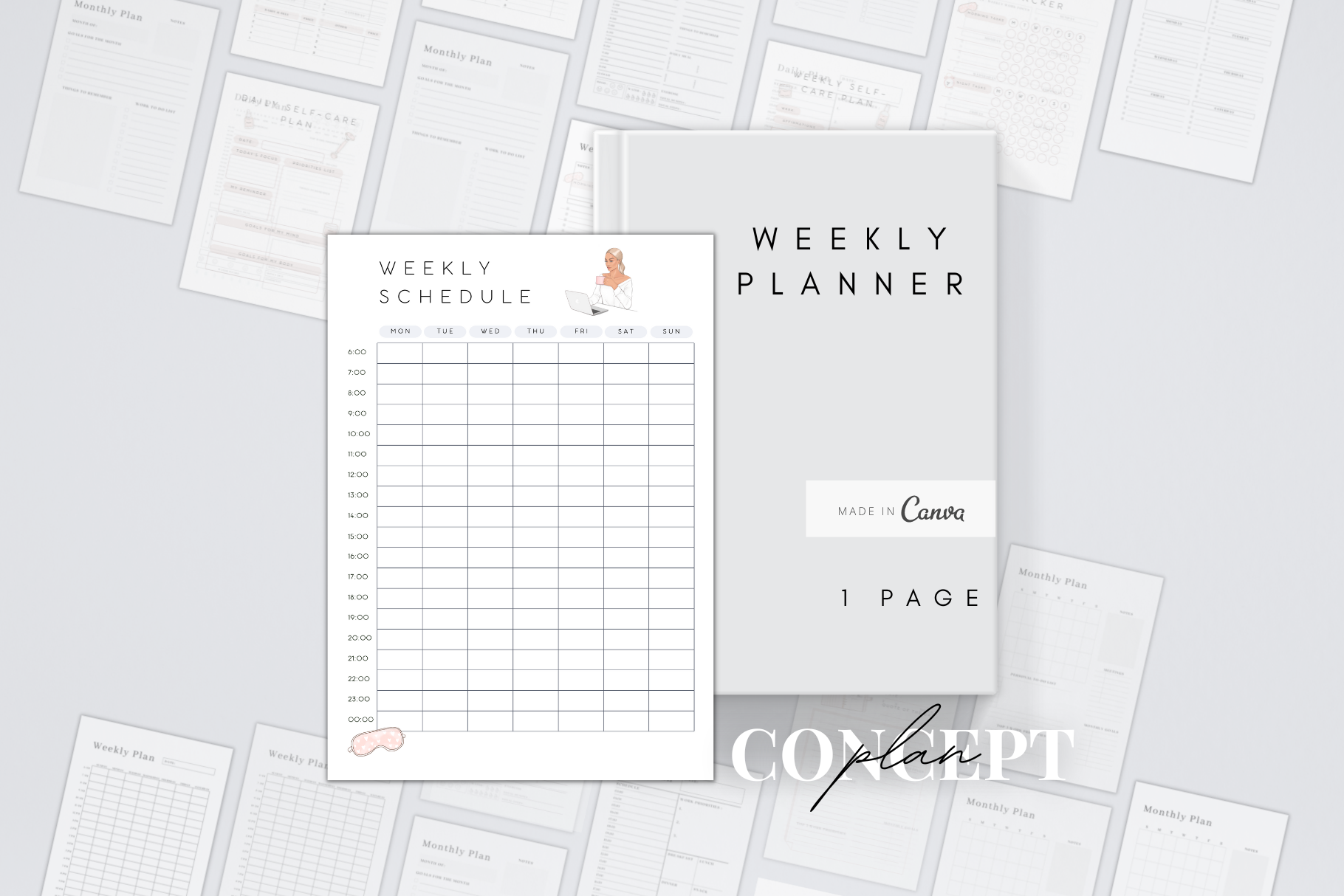Weekly Schedule Printable Page Canva, a Stationery Template by BRANDcontent