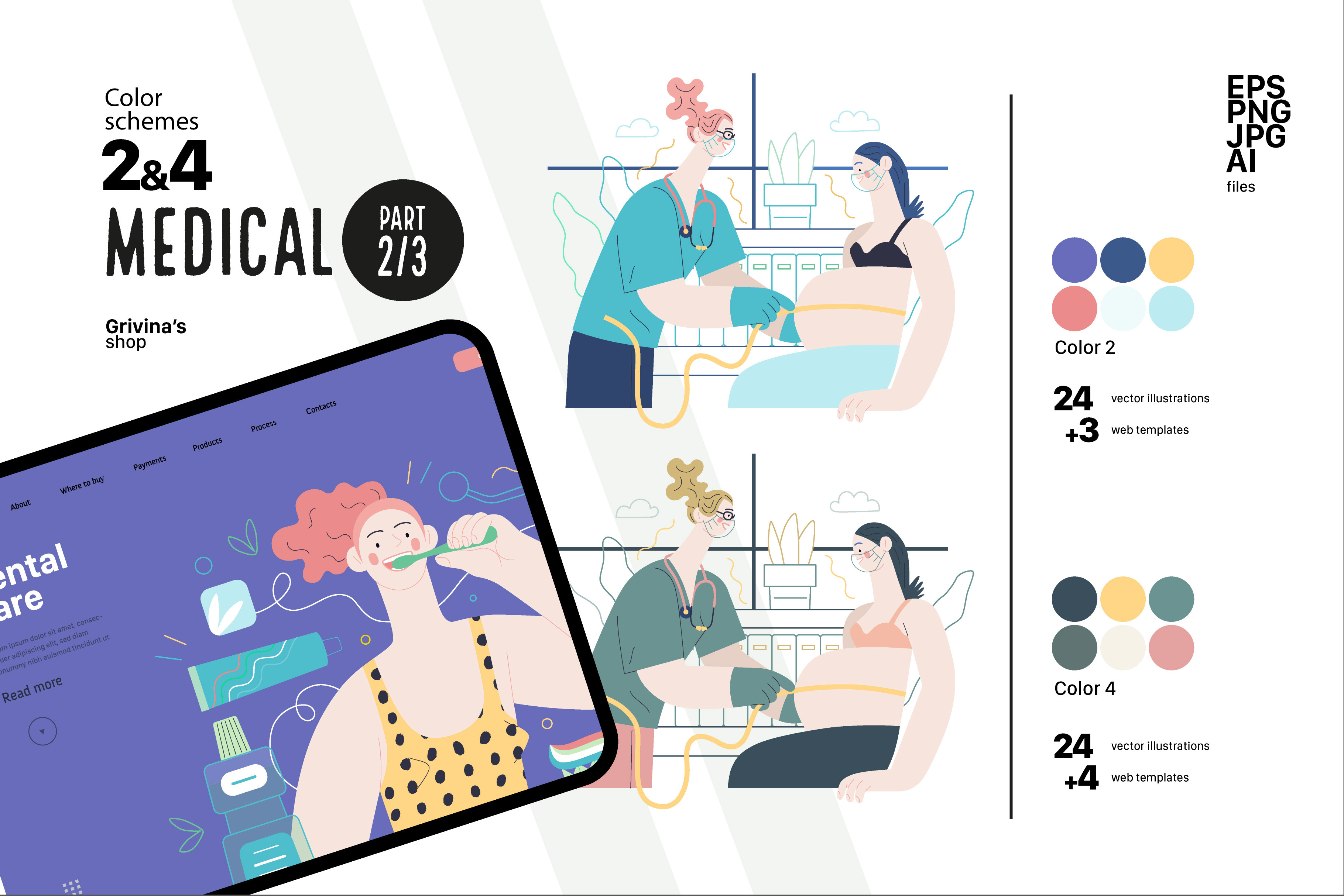 Medical, Part 2, colors 2&4, a Templates & Theme by Grivina's shop ...