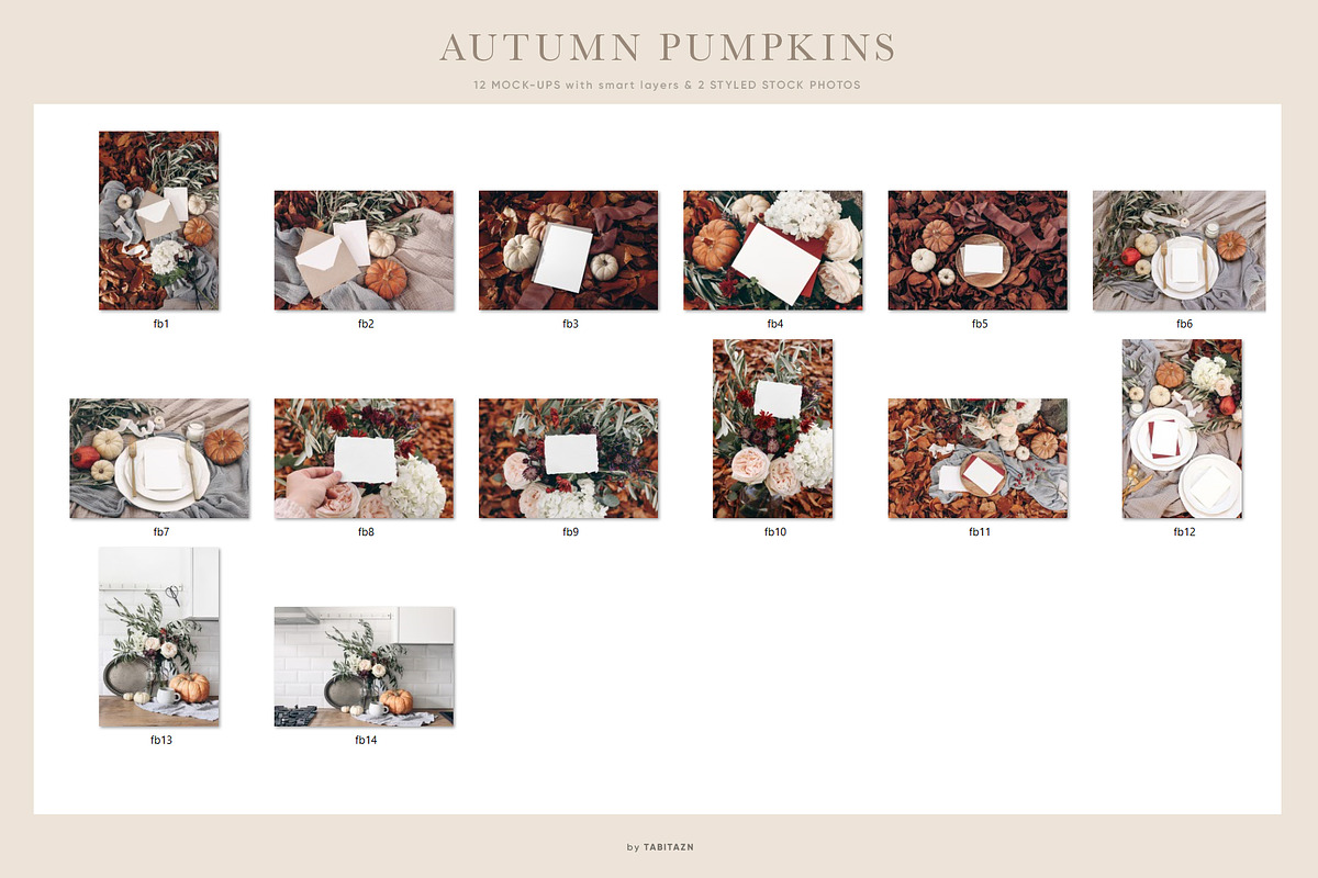 Autumn pumpkins mockups set, a Print Template by Tabita's shop