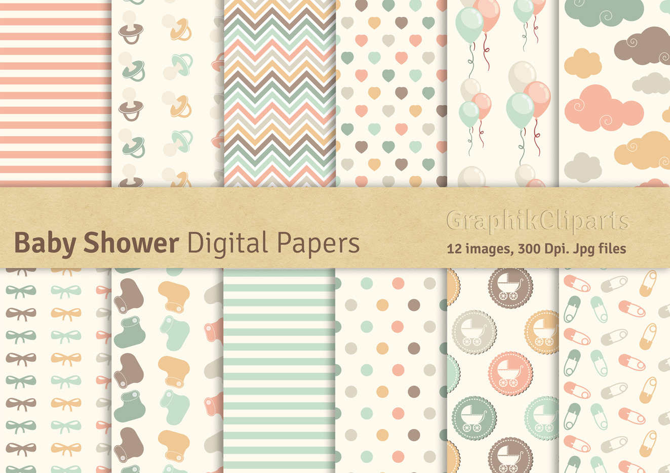 Baby Shower Digital Papers, a Texture Graphic by Chus Moreno Studio