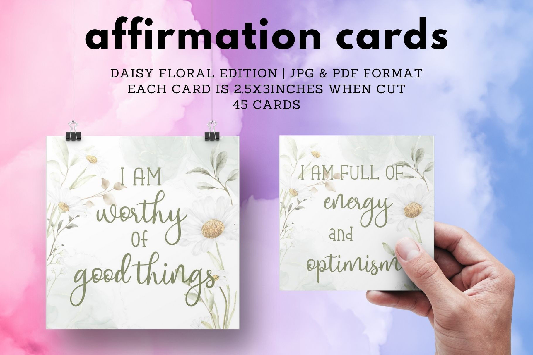 DAISY FLORAL AFFIRMATION CARDS