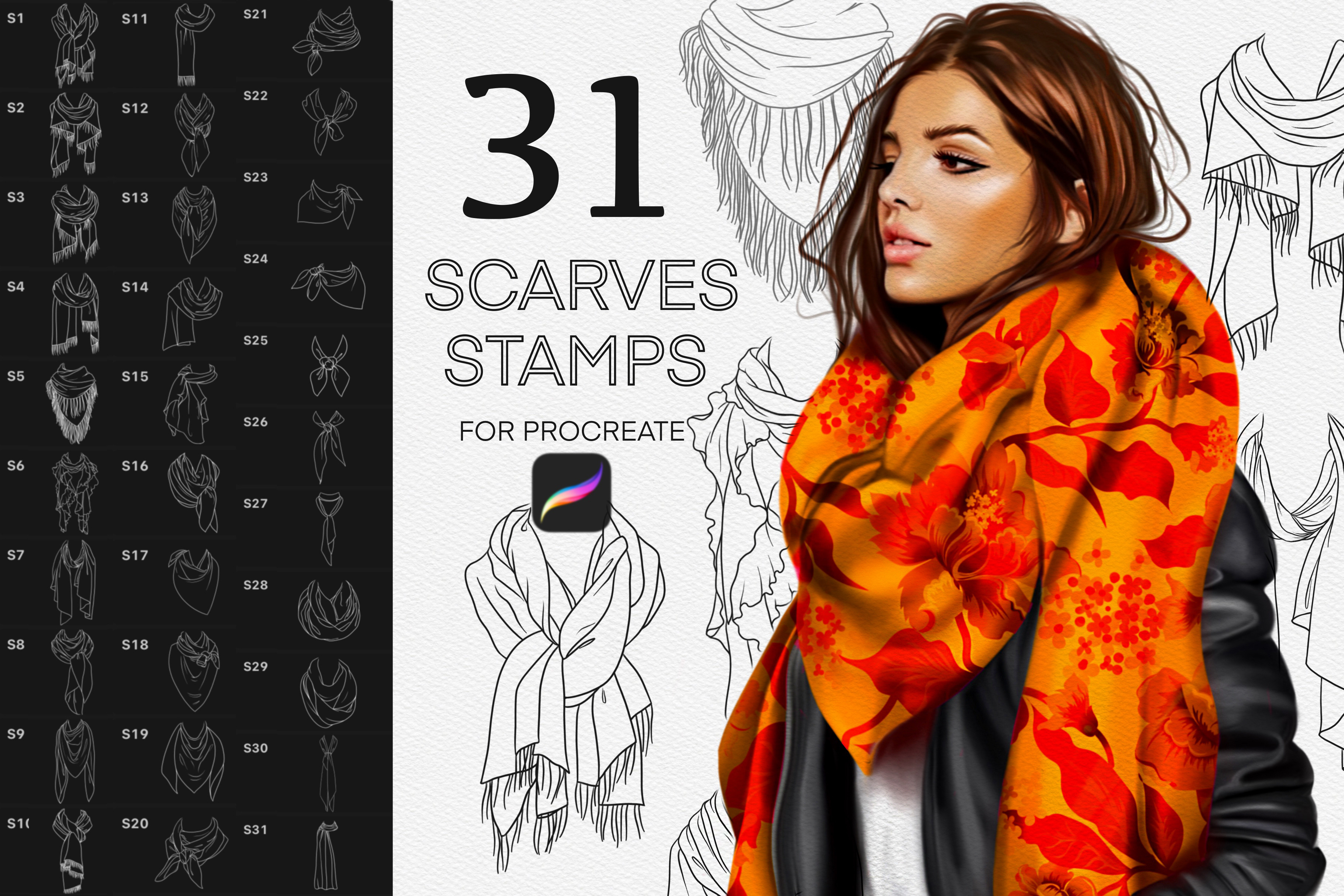 Scarf Stamp Brush for Procreate. | Brushes ~ Creative Market