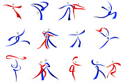 Modern dancers icons and symbols, a Graphic by Vector Tradition