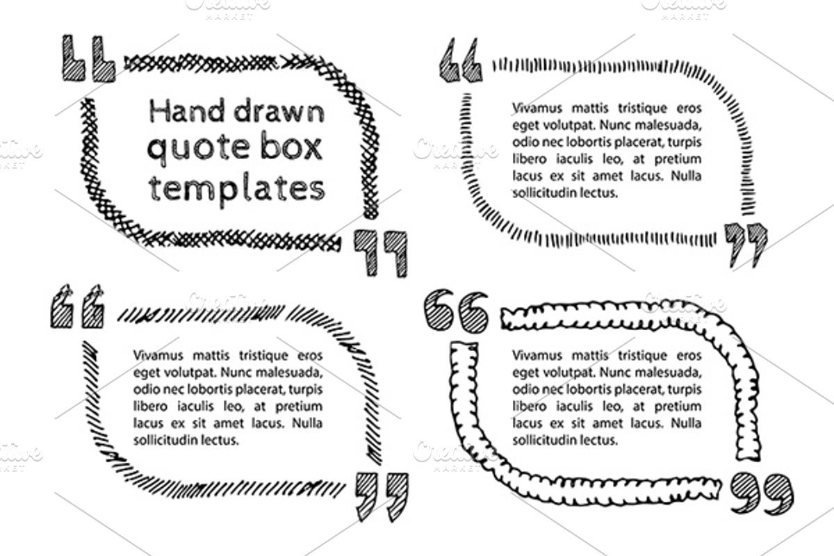 Hand drawn quote boxes set, an Illustration by caspin