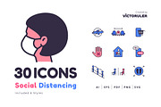 Social Distancing Icons | Icons ~ Creative Market