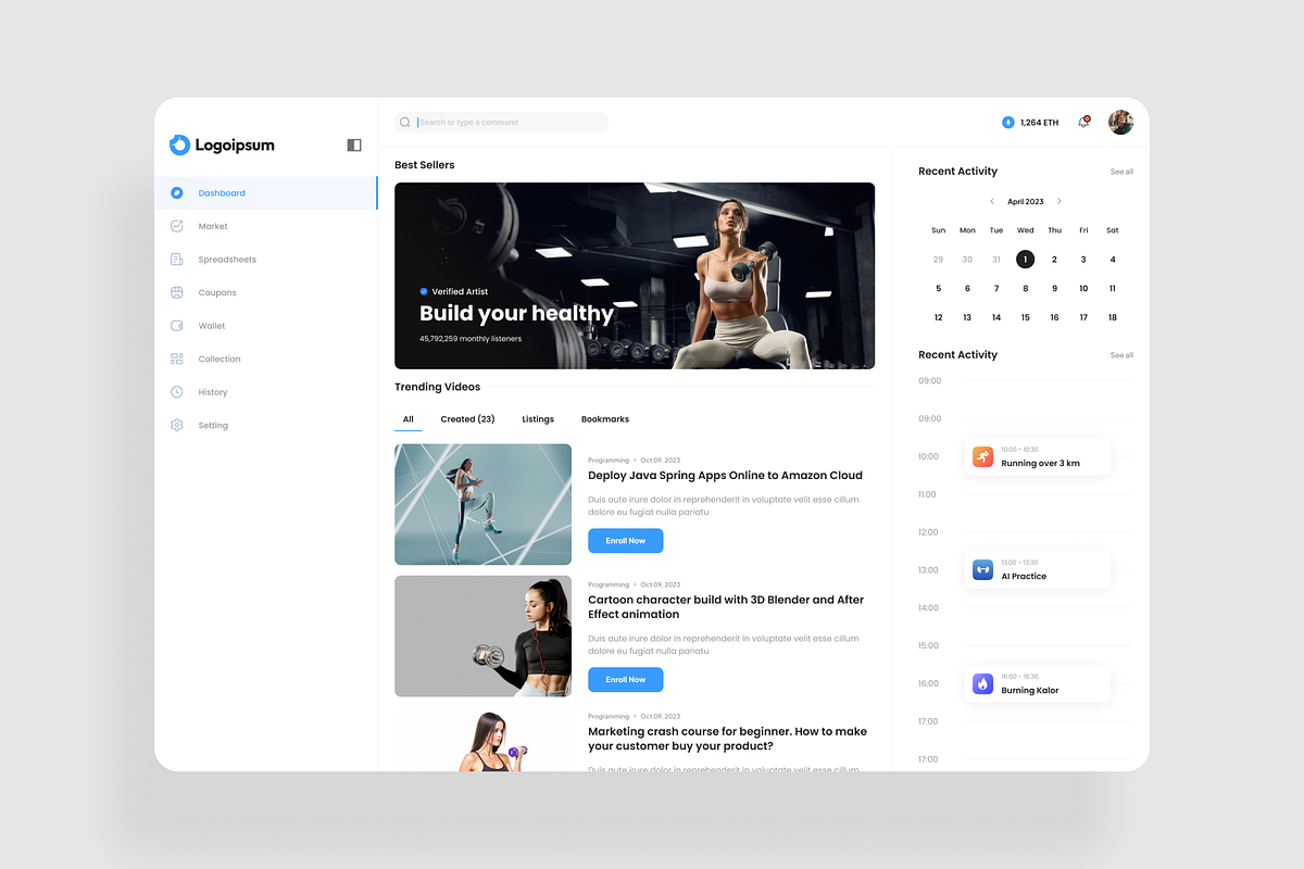 Workout Dashboard UI Kit, an UI Kit Template by iDoodle Studio