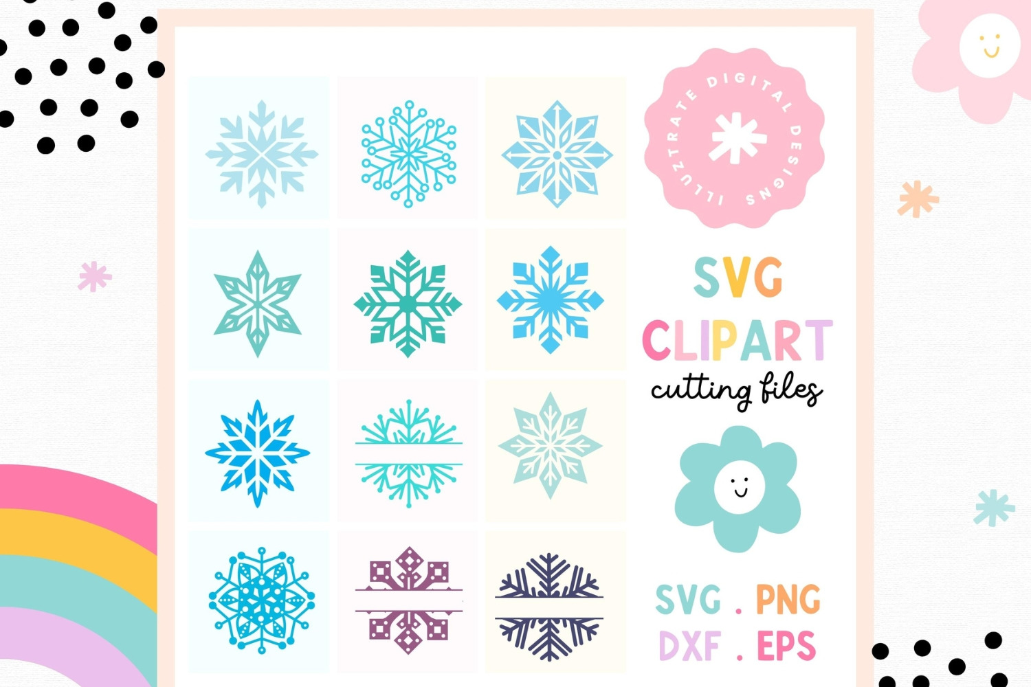 Snowflake Clipart | Snowflake SVG, a Seasonal Illustration by illuztrate