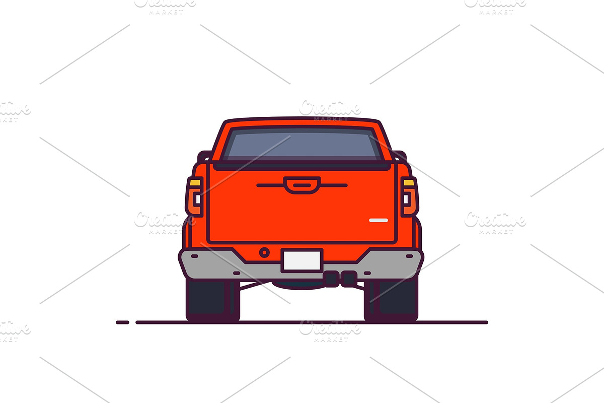 Back view pick-up, a Transportation Illustration by SkyVectors