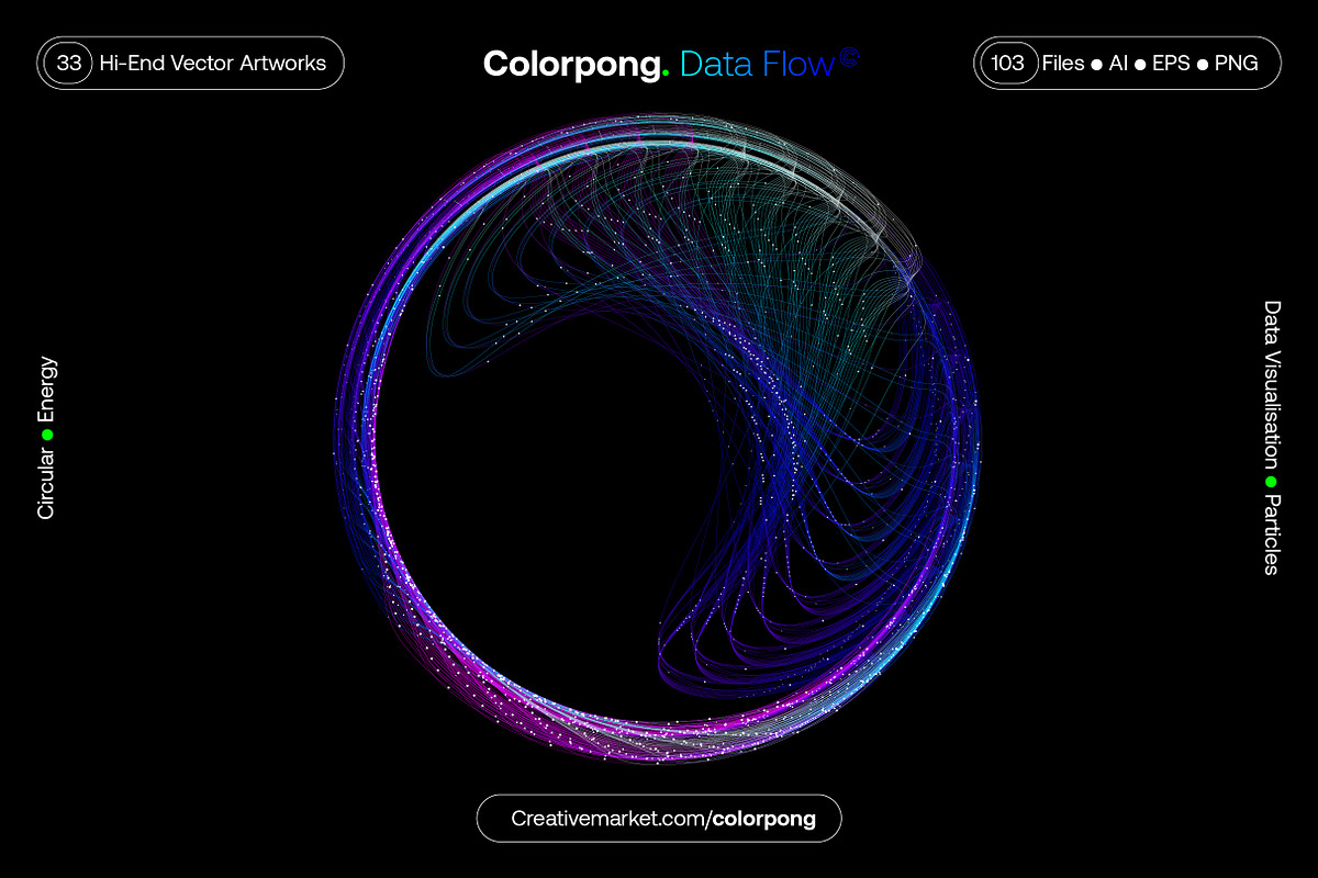 Data Flow - Vector Bundle, a Technology Illustration by Colorpong