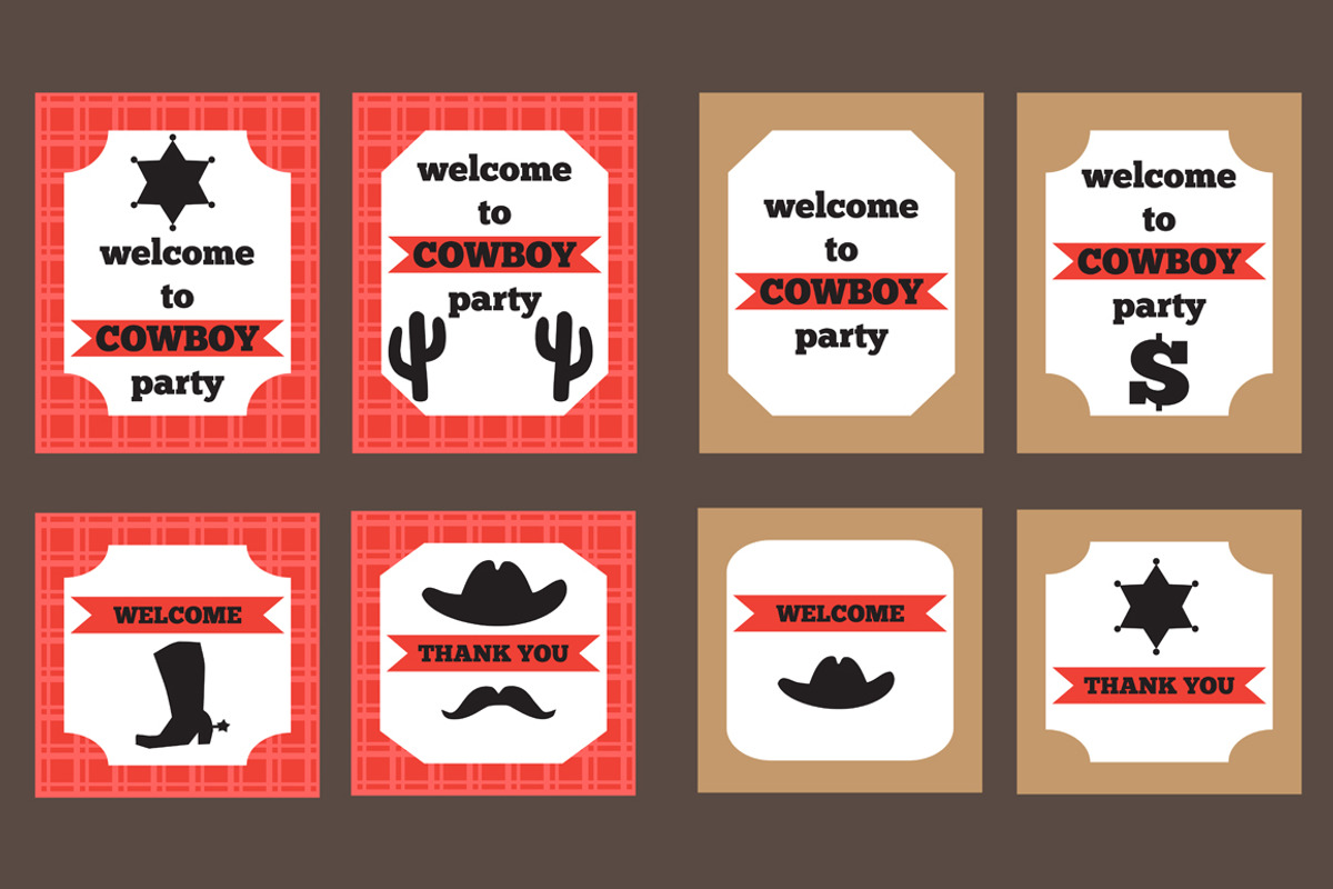 Printable cowboy party set, a Card Template by Anastasia Romb Design