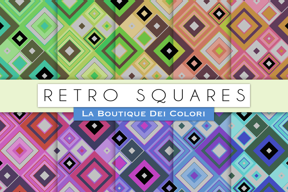 Retro Square Digital Papers, a Pattern Graphic by La Boutique dei Colori