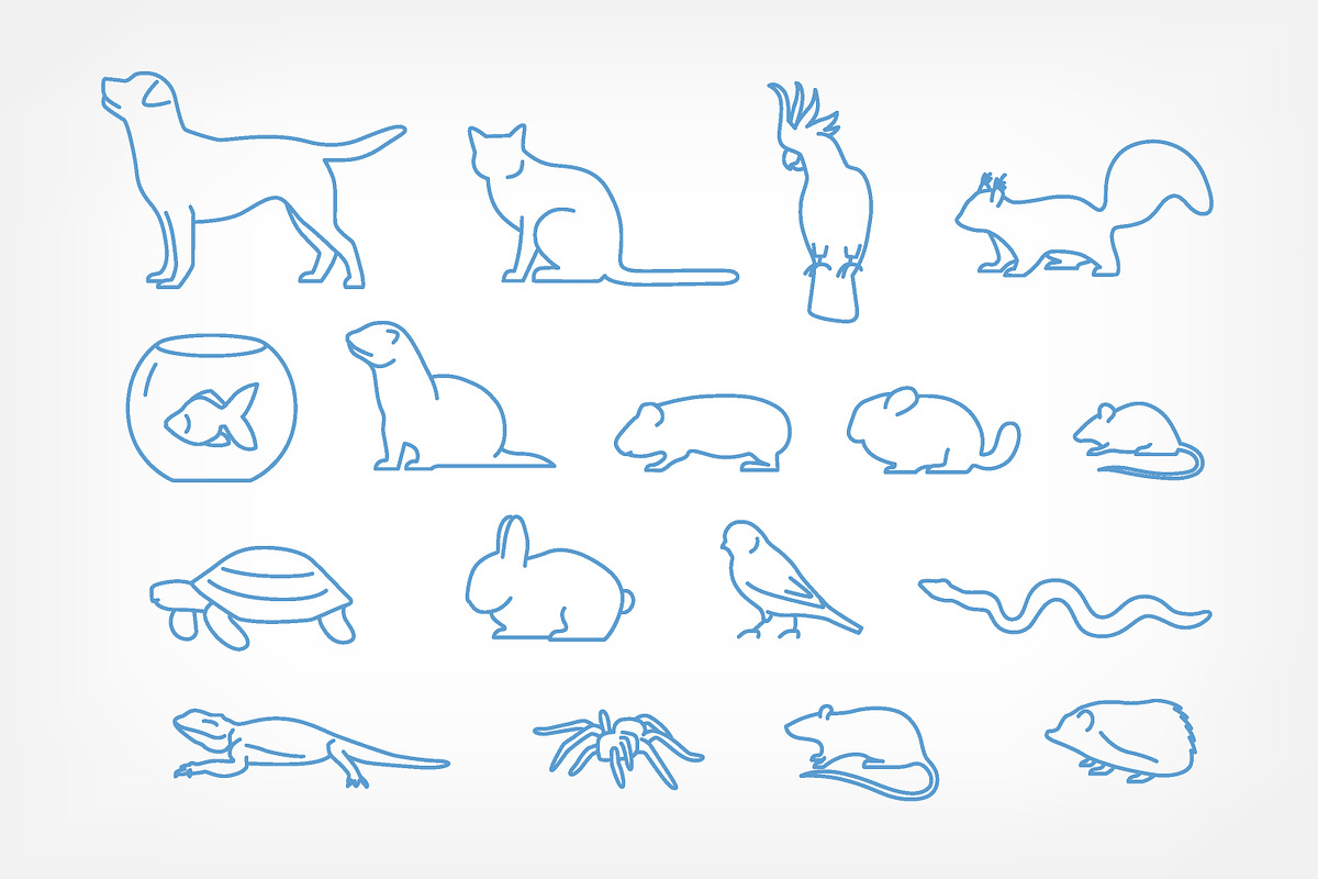 Pets line art icons and seamless, an Outline Icon by Good Studio