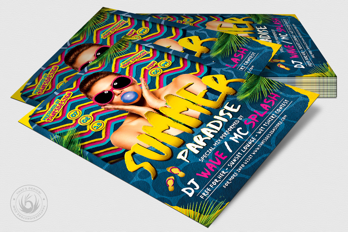 Summer Paradise Flyer Template, a Flyer Template by ThatsDesign Art