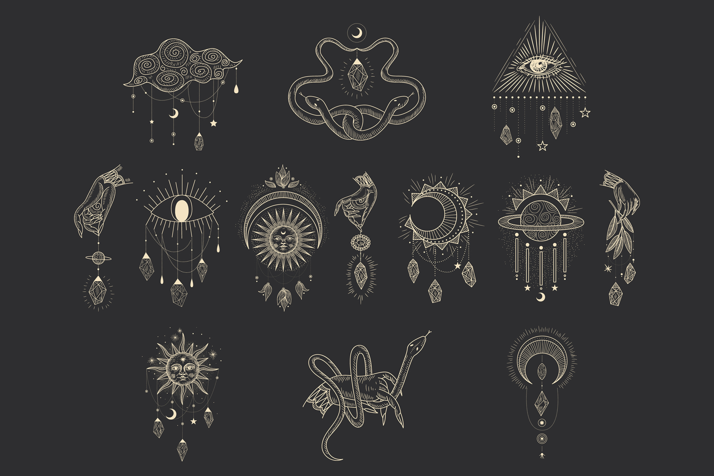 Set of magic elements., an Illustration by Chikovnaya