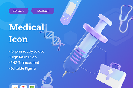 3D Medical Icons | 3D Objects ~ Creative Market