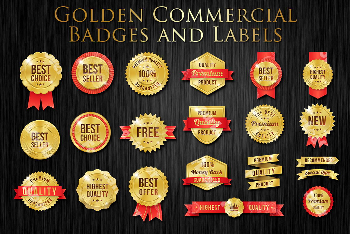 Vector Golden Commercial Label Set, a Templates & Theme by FourLeafLover