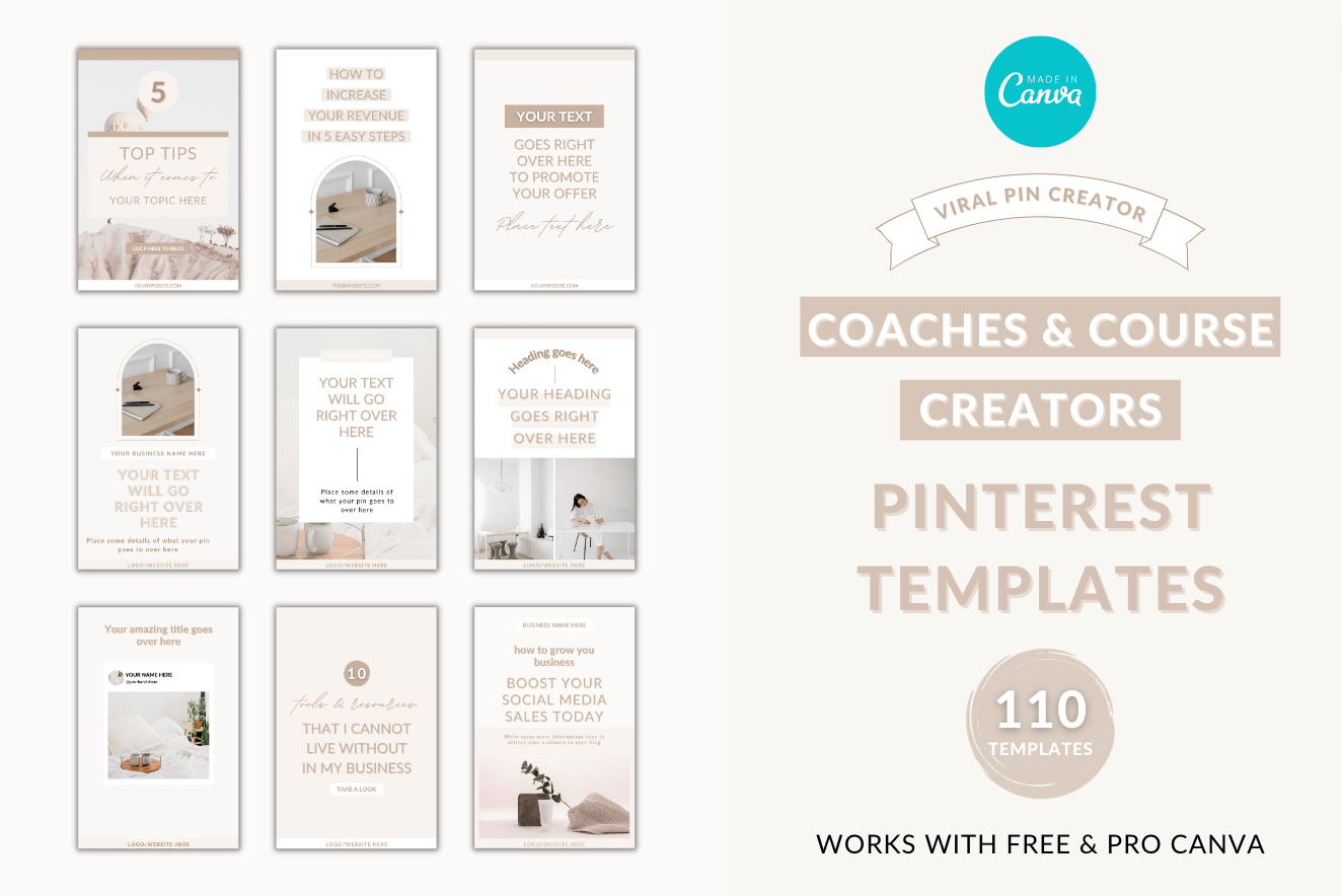 Pinterest Canva template bundle, a Social Media Template by Cate Creates