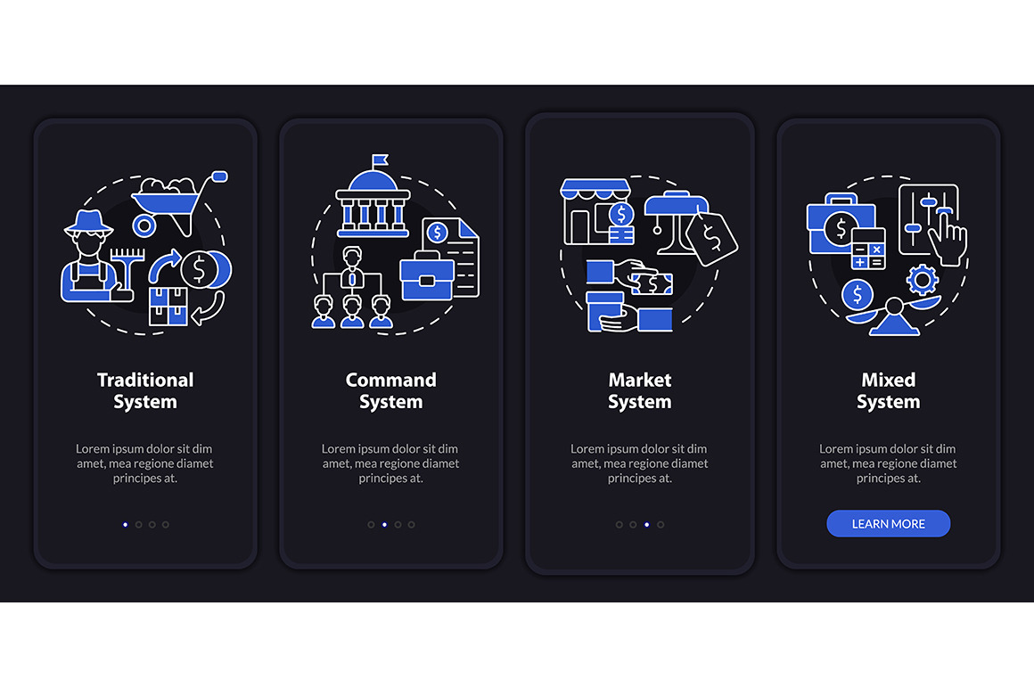 Economic system types night mode, a Templates & Theme by IMG visuals icons