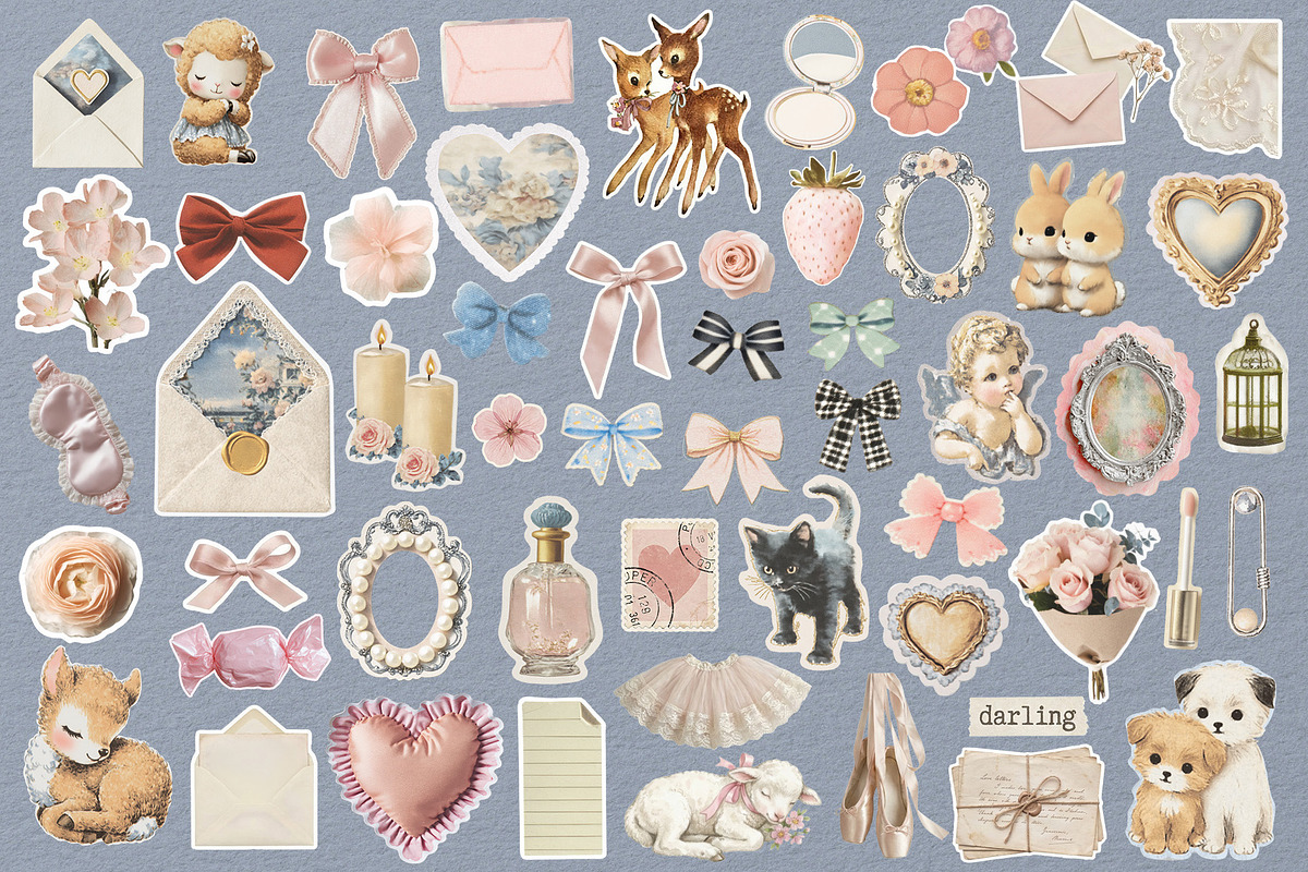 Coquette Dreams Vintage Collage Pack, an Object Graphic by lerinartstudio