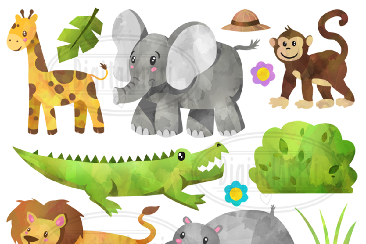 Safari Animals Clipart, an Animal Illustration by DigitalArtsi ...