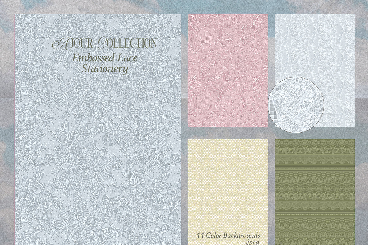 Ajour Embossed Lace Stationery, a Texture Graphic by alonahaidash