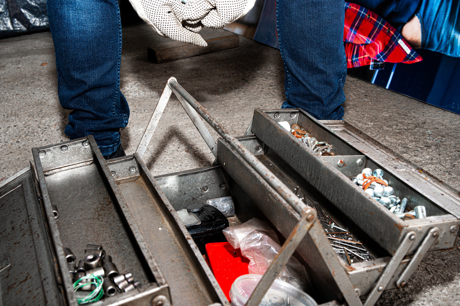 Taking tools from the tool box featuring box, tool, and work, an ...