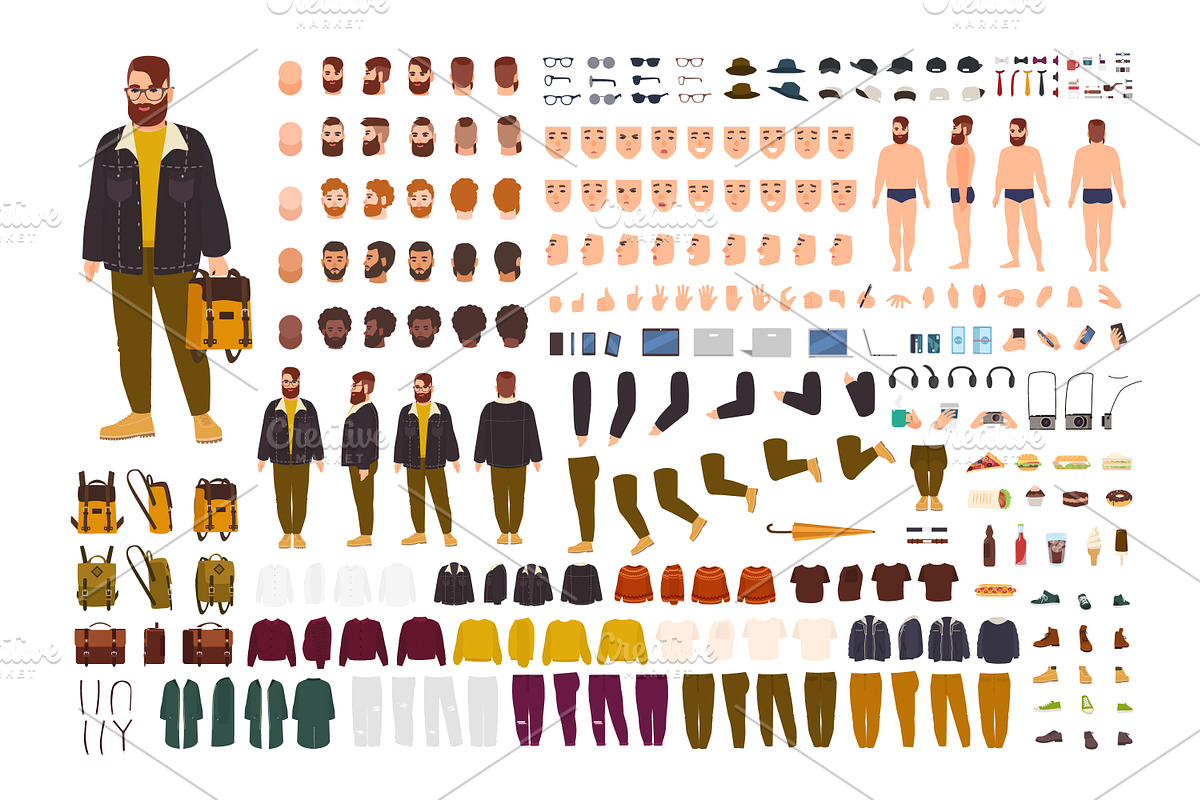 Fat man creation set or DIY kit, a Food Illustration by Good Studio