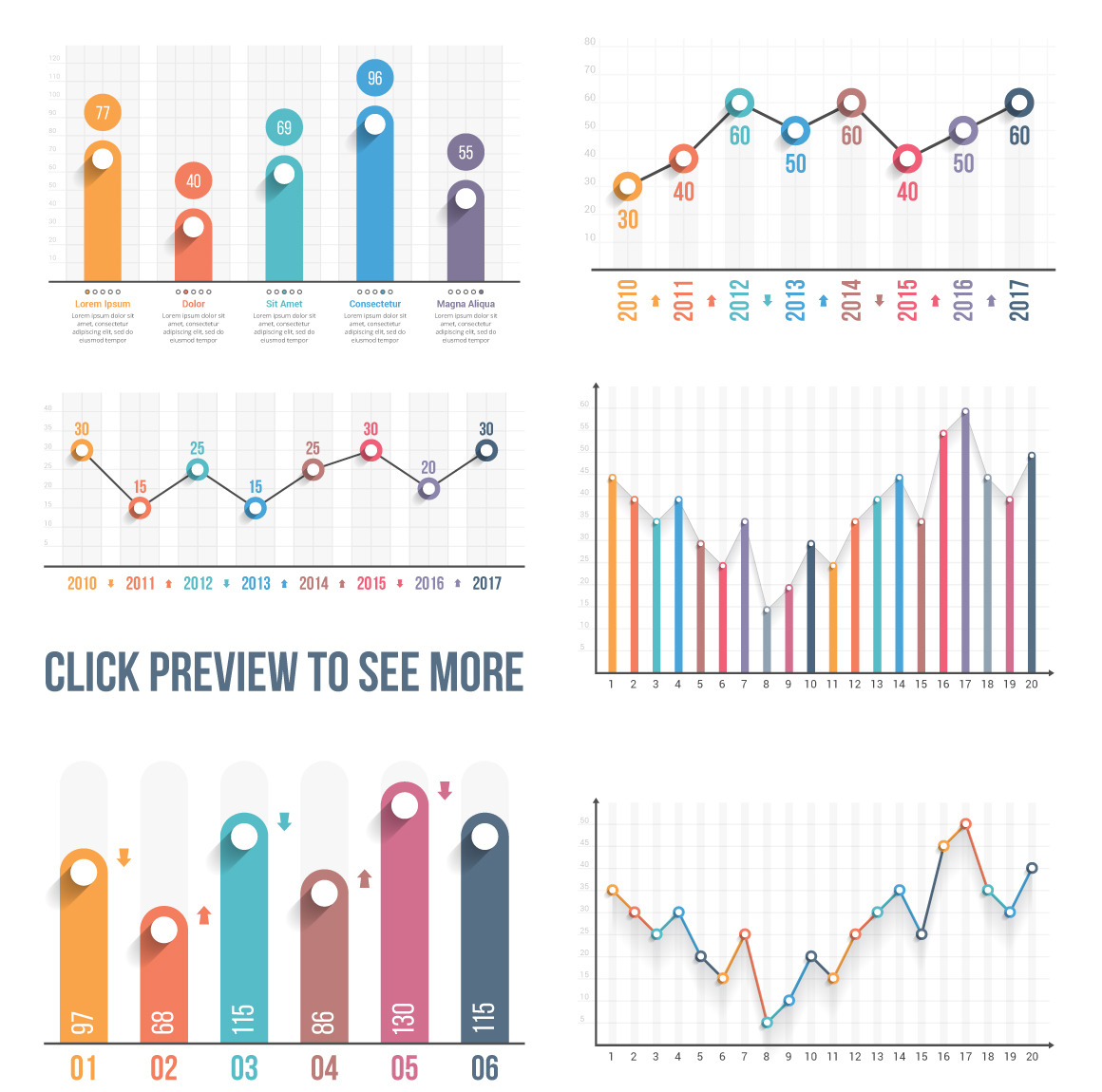 Bar and Line Charts | Graphics ~ Creative Market