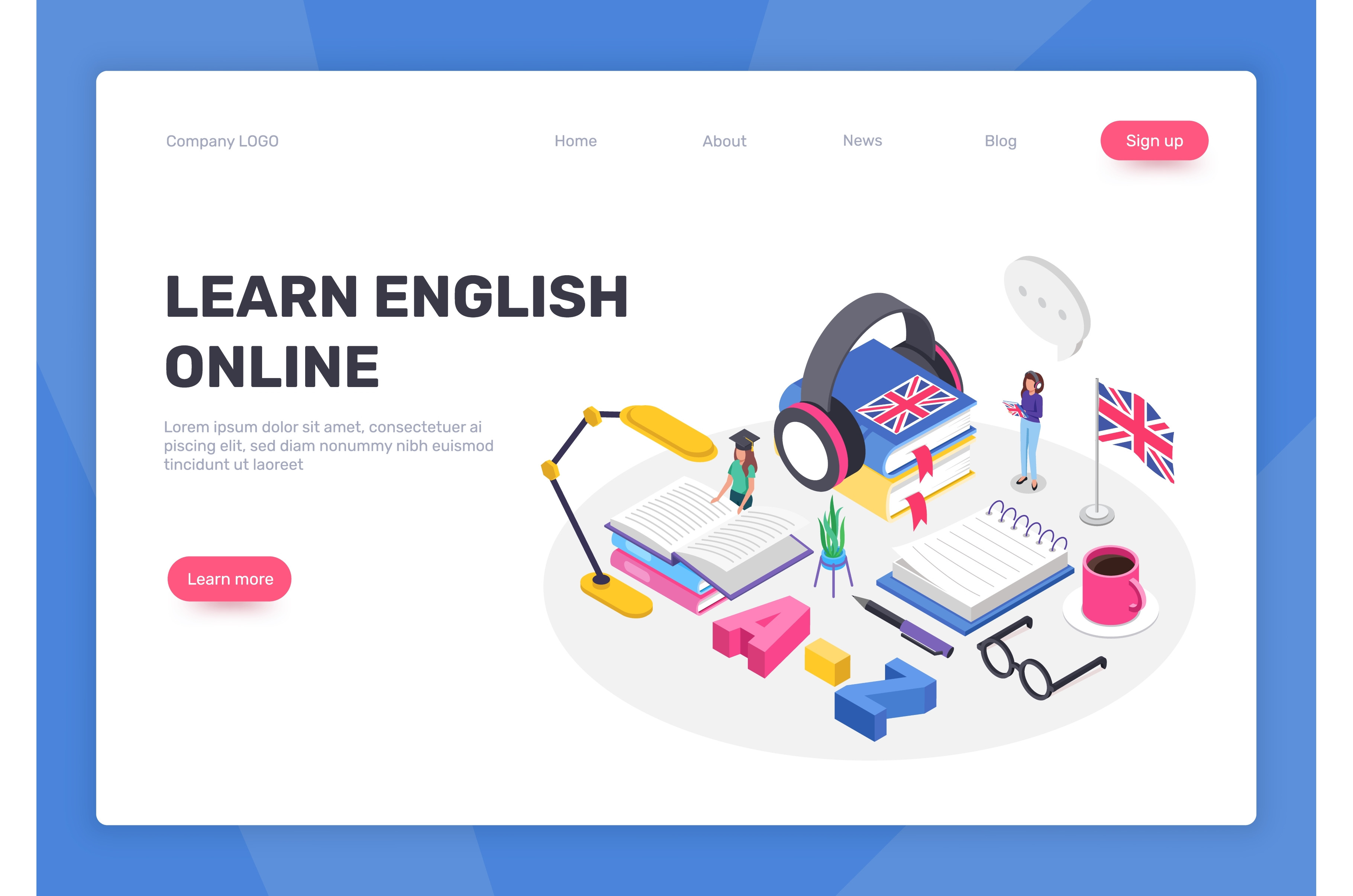 Isometric learning english language, an Object Graphic by Frogella