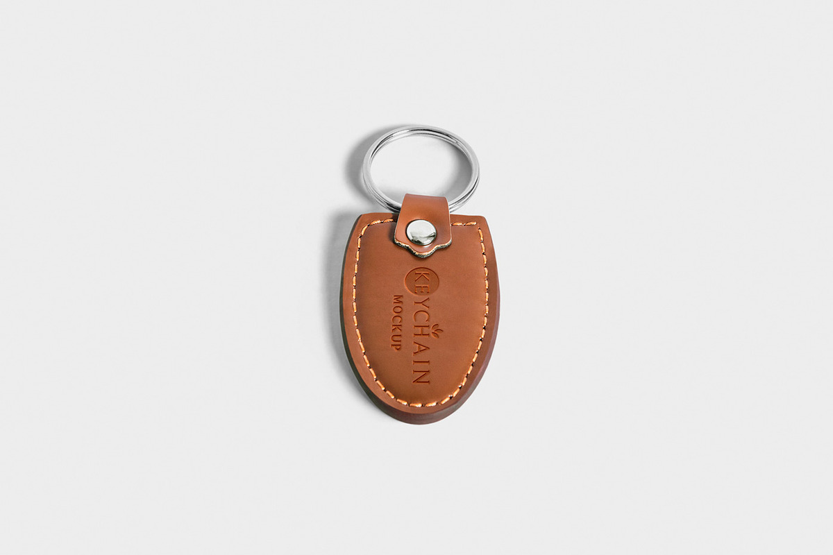 Leather Keychain Logo Mockups, a Product Mockup by GfxFoundry