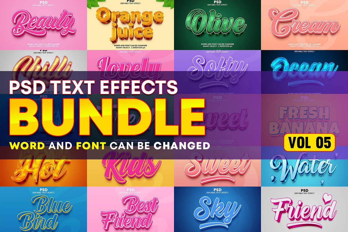 Modern 3d Text Effect Bundle PSD, a Layer Style Add-On by bdrobin