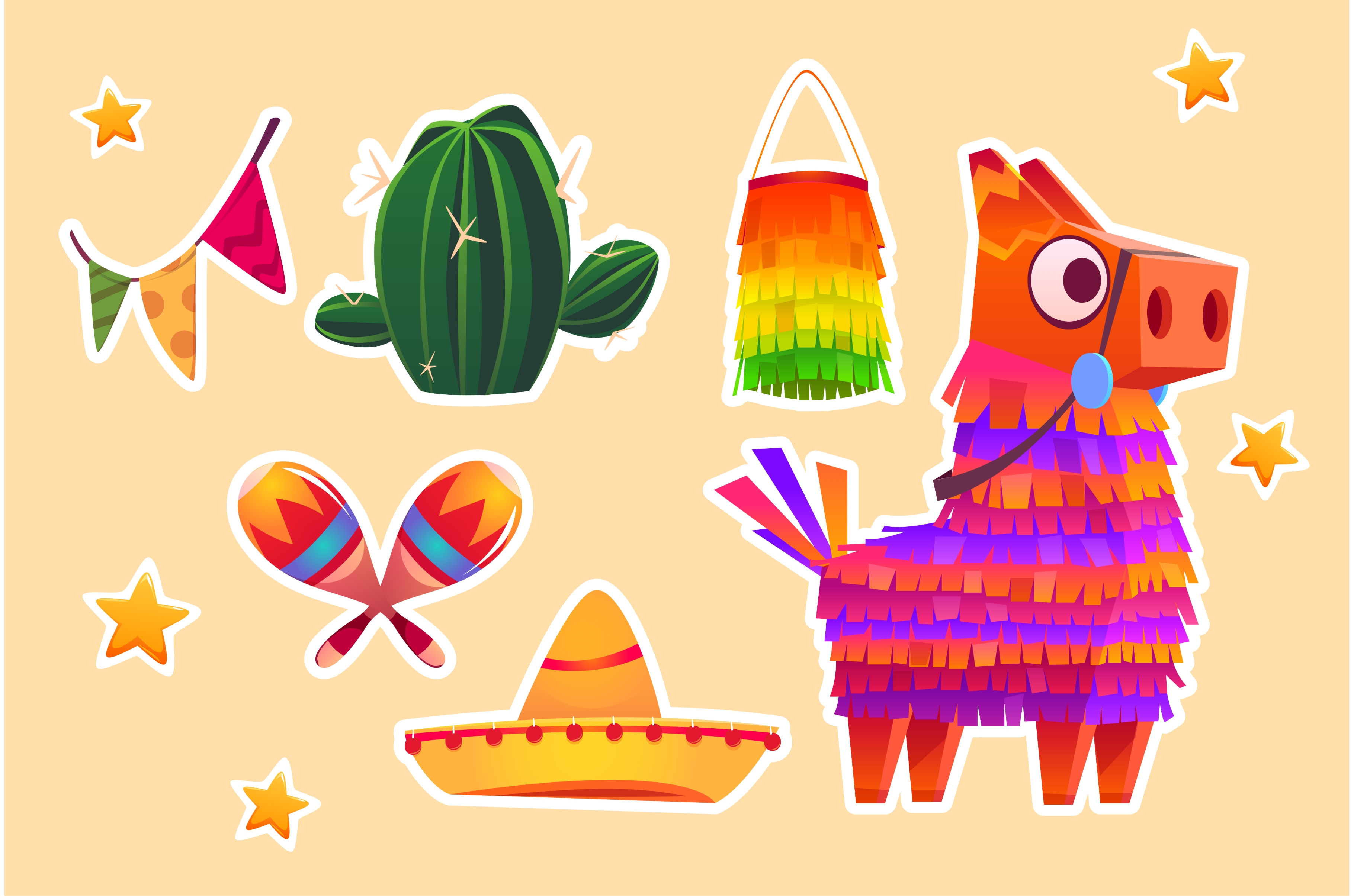 Set of stickers Mexican pinata, an Object Graphic by art PVP - market