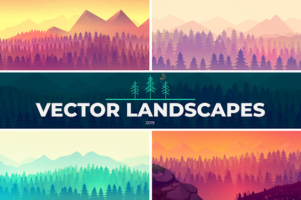 Seamless Vector Landscape, an Illustration by 2dvillShop