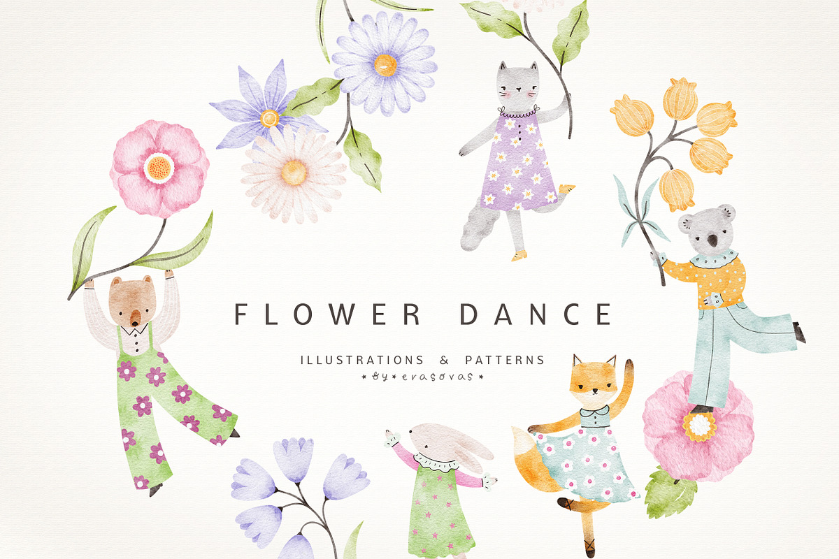FLOWER DANCE illustrations&patterns, an Animal Illustration by erasovas
