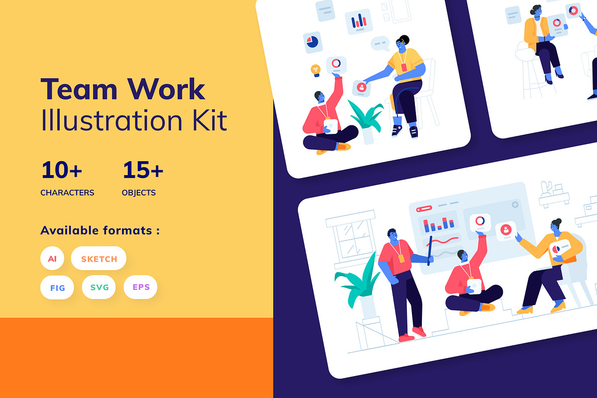 Teamwork illustration kit, an Illustration by Paperpillar
