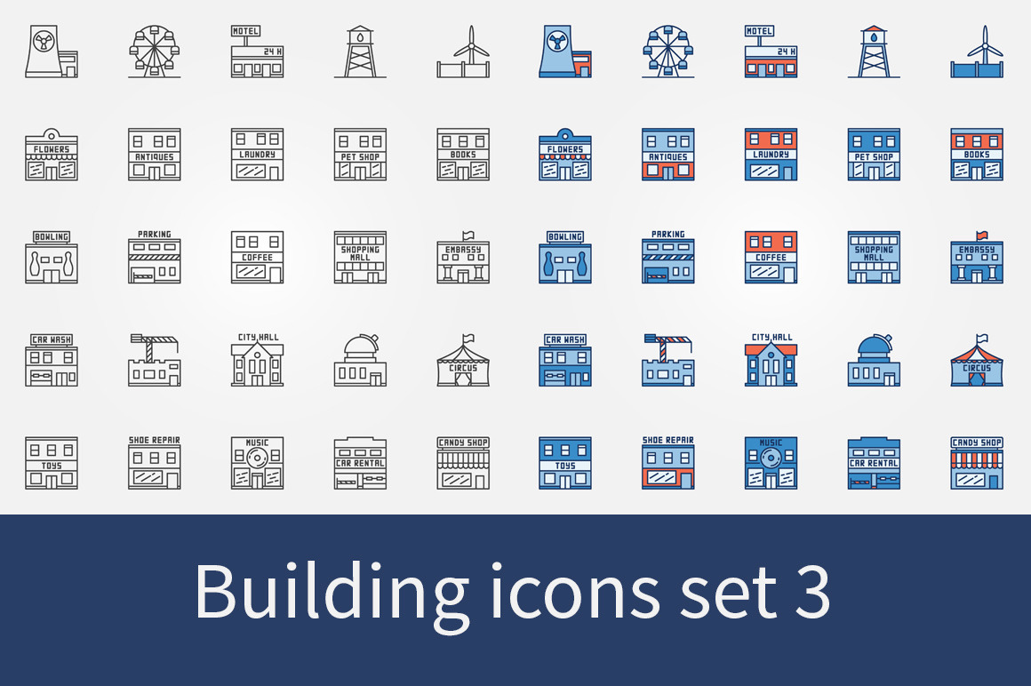 Building icons set 3, an Outline Icon by Venomous Vector