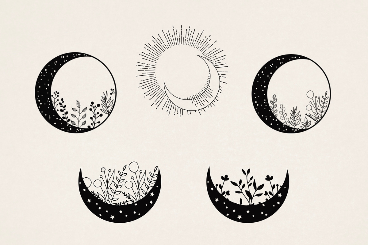 Moon and Stars Procreate Stamps, a Brush Add-On by mood2moon