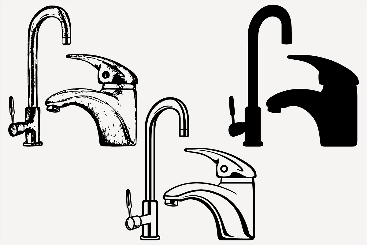 faucet set vector SVG DXF PNG, an Object Graphic by FileVectorSVG