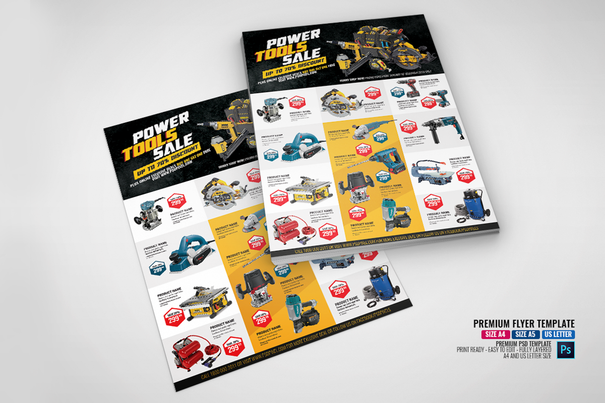 Power Tools Sales Flyer, a Flyer Template by PSDPixel