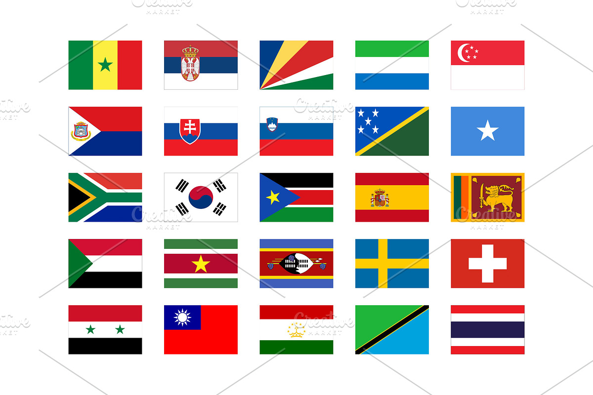 207 National Flags Flat Icon Set, a Solid Icon by shahsoft