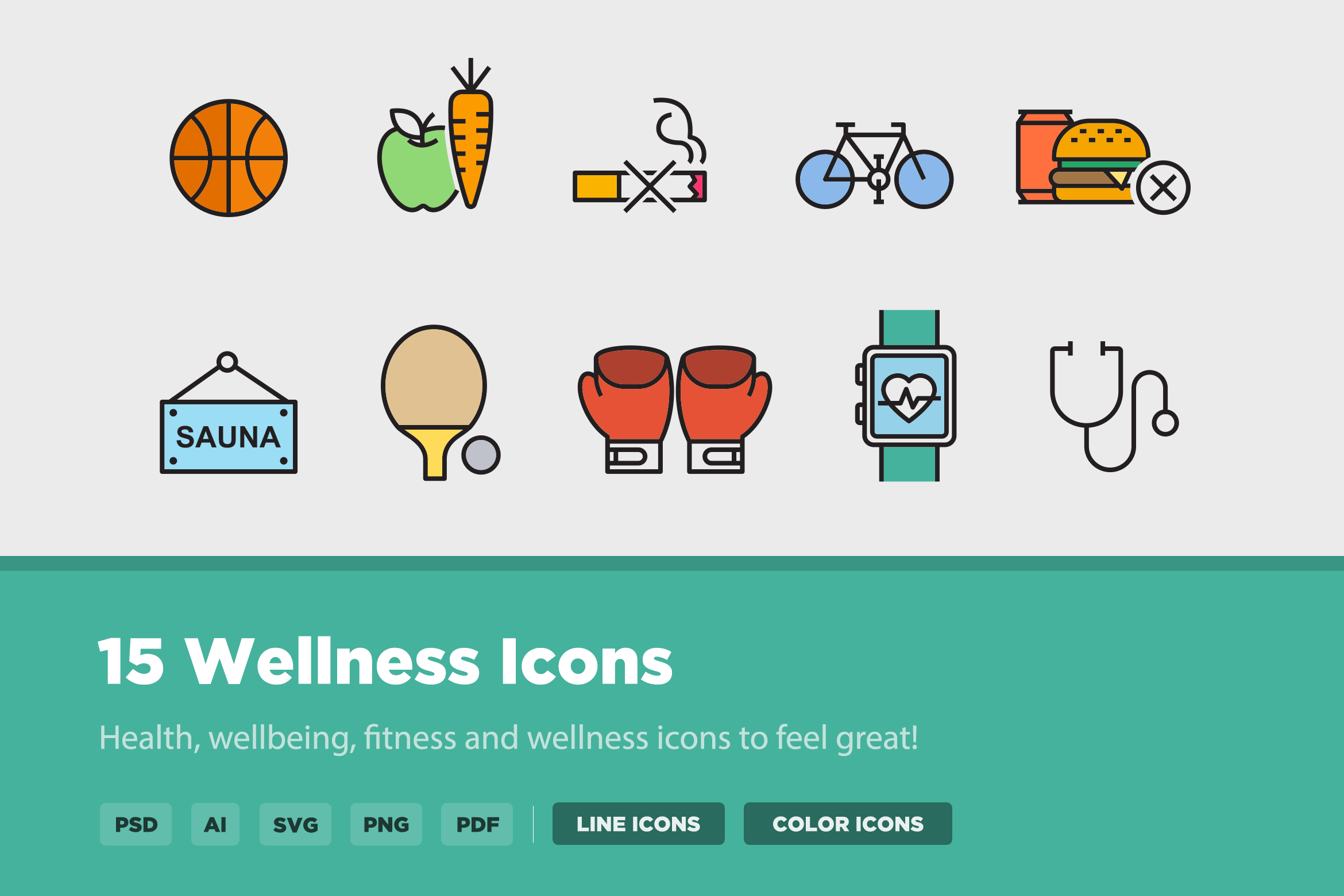 15 Wellness Icons, an Icon by Creative VIP