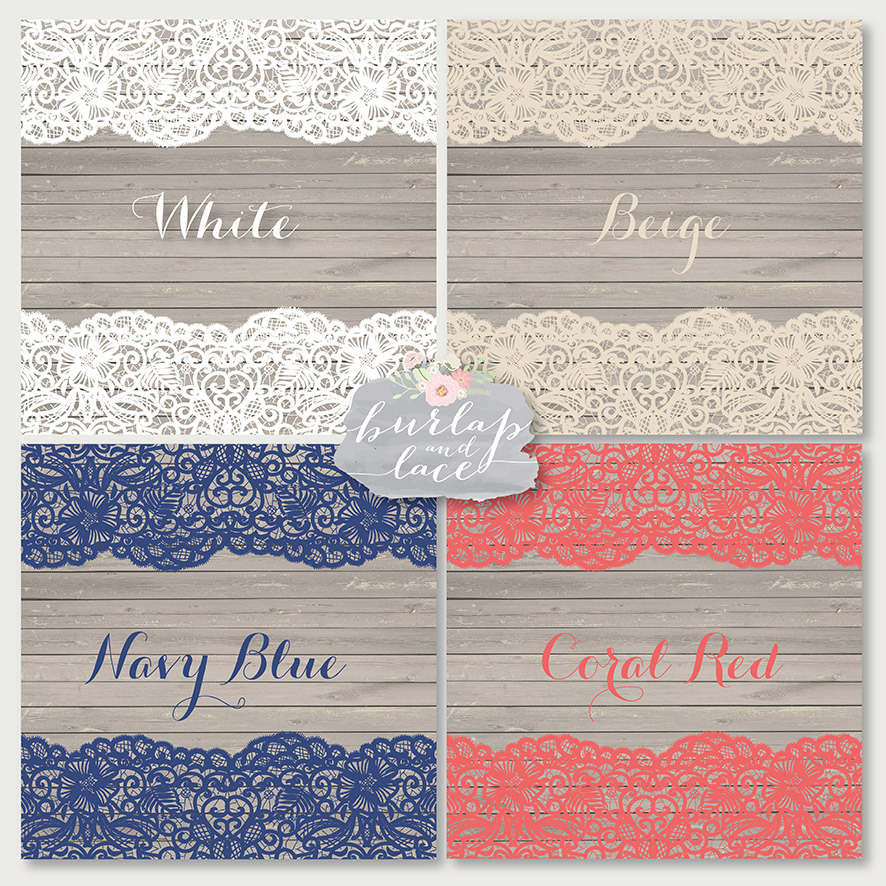 Vector Navy Blue Coral Red lace, an Illustration by burlapandlace