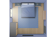 Bedroom interior top view, modern 3d, a Decorative Illustration by art ...