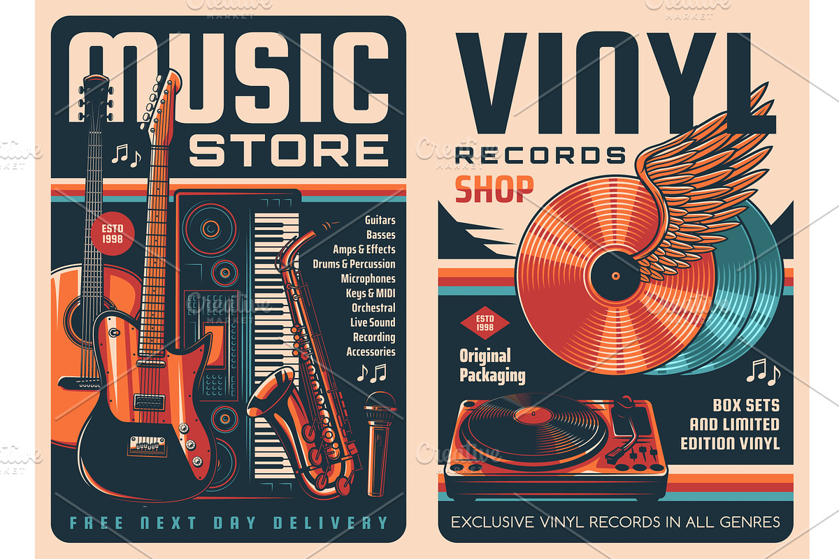 vinyl records and music store, an Illustration by Vector Tradition