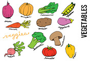 Vegetables Doodle Clip Art, a Food Illustration by Pepper